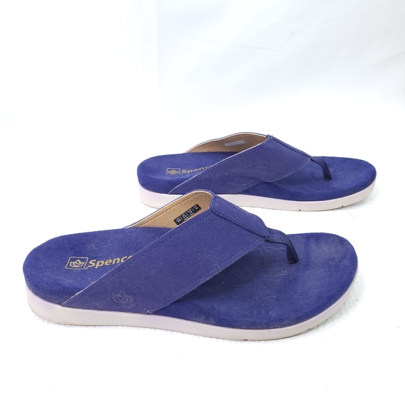 Spenco | Shoes | Spenco Hampton Navy Blue Suede Orthotic Slip On Thong ...